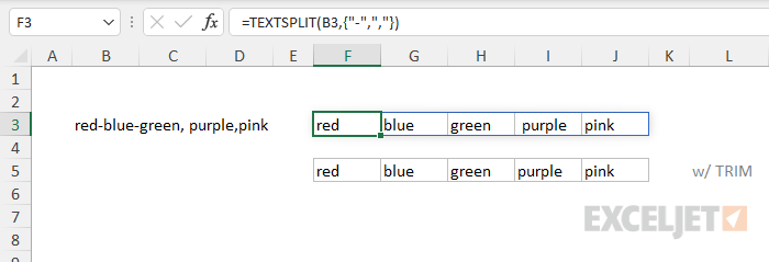 Excel TEXTSPLIT function | Exceljet